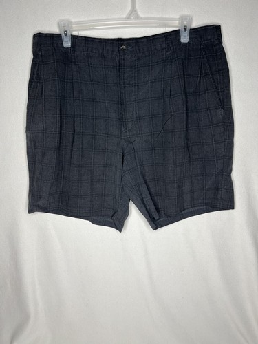Izod Golf Shorts Mens 42 Gray Black Plaid Casual Chino | eBay