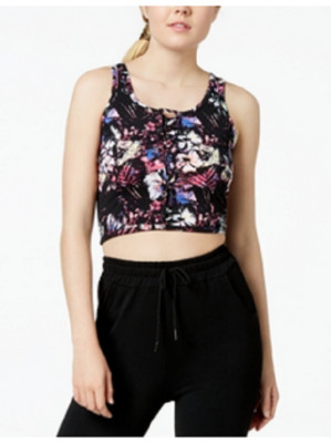 $29 Material Girl Active Lace-Up Racerback Sports Bra, Black , Size XXL ...