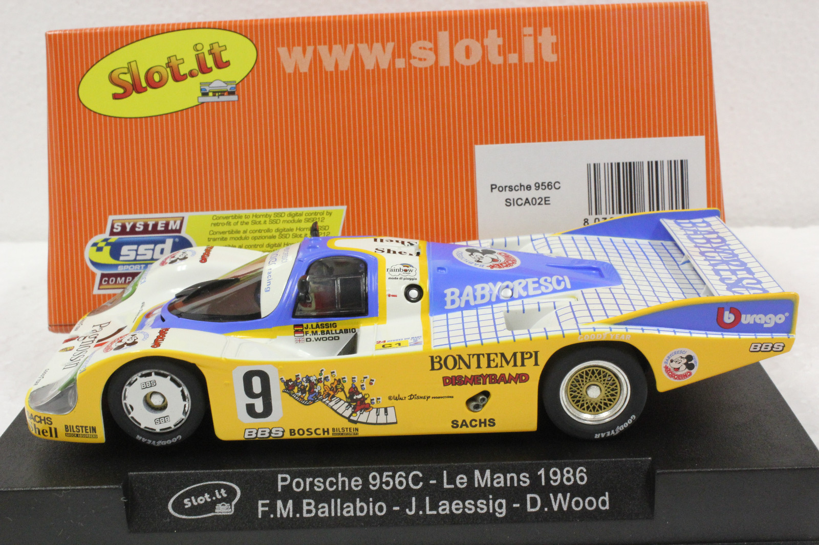 Slot It SICA02E Disneyland Porsche 956C Le Mans 1986, #9 1/32 Slot Car ...