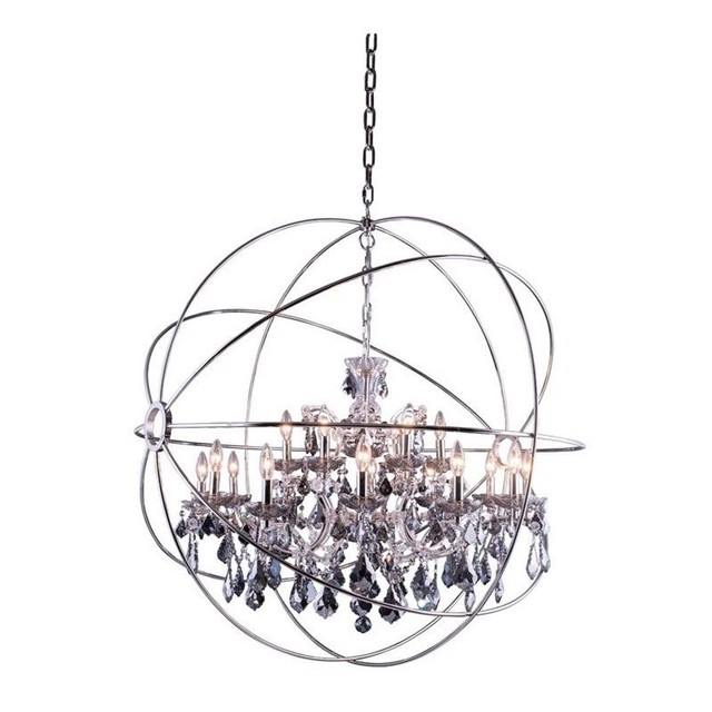 Elegant Lighting Geneva 44" 18 Light Royal Crystal Pendant Lamp for ...