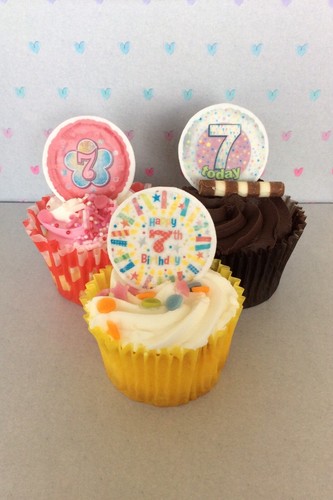 24 7th Birthday Girl Premium Cupcake Toppers Edible Rice Wafer Paper ...