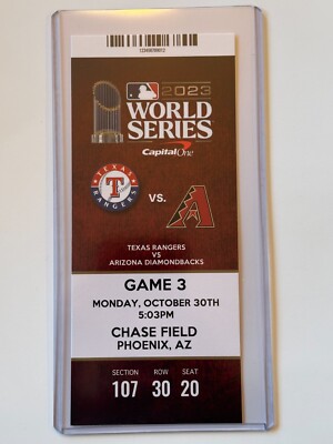 2023 MLB WORLD SERIES 10/30 Ticket Texas Rangers @ Arizona Diamondbacks ...