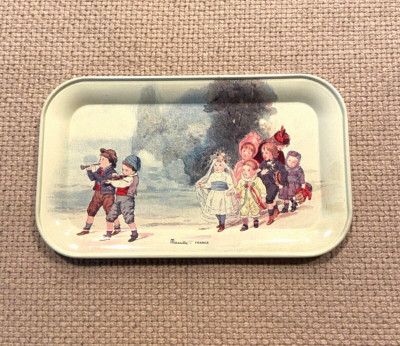 Vintage Massilly France Tin Trinket Key Jewelry Snack Tray Children ...
