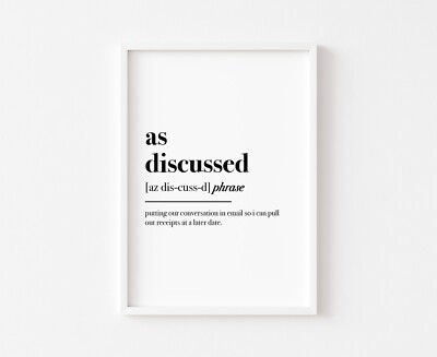 Office Print | Home Office Wall Art | As Discussed | eBay UK