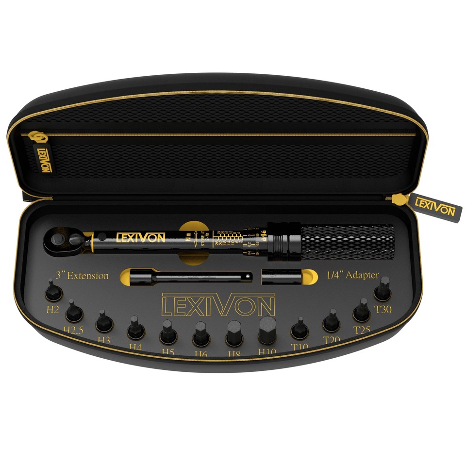 Bike Torque Wrench 1/4-Inch Dr. 15-Piece Kit | 72-Tooth Gear, Dual ...