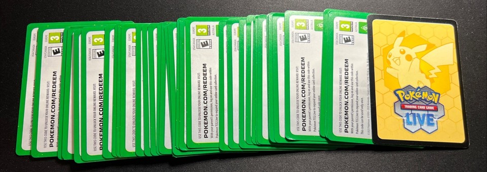40x Pikachu Pokemon TCG Online Live Mega Evolution QR Code Cards Codes ...