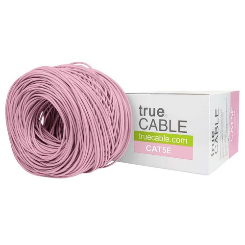 trueCABLE Cat5e Riser (CMR), 1000ft, Pink, 24AWG 4 Pair Solid Bare ...