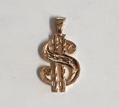 (RI4) 14k Yellow Gold Dollar Sign Money Pendant / Charm (1.4 Grams ...