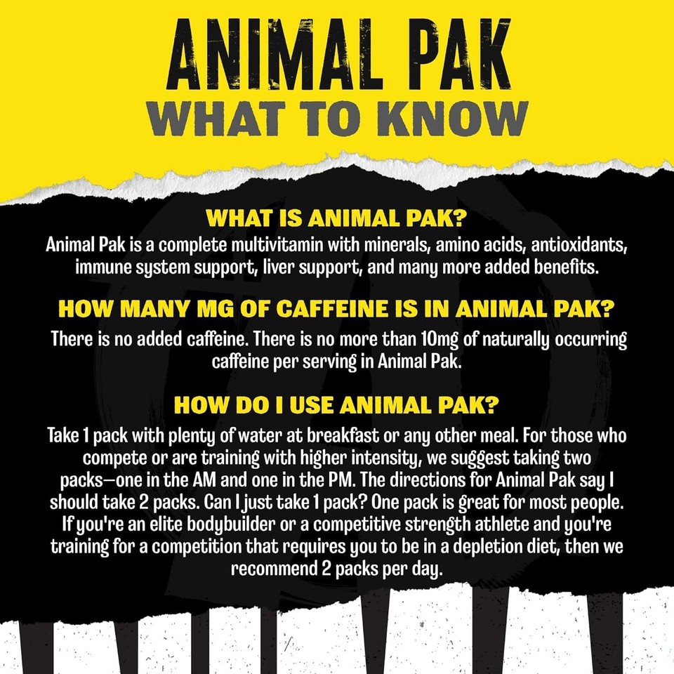 Animal Pak All-in-One Multivitamin Packs for Men & Women, Immune ...