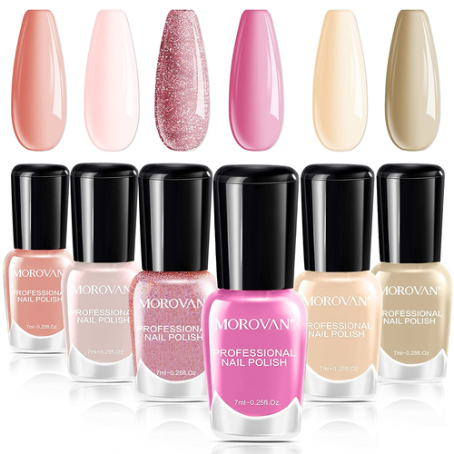 Nail Polish Set Water Based Nail Polish-6 Color 0.25Oz Pink Toxic Free ...