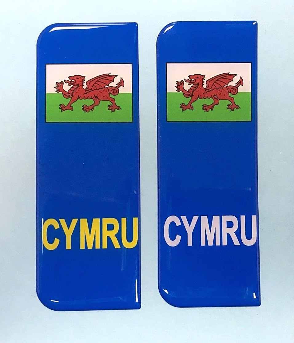 2 x Wales CYMRU Vehicle Number Plate Stickers - 39mm Wide - HIGH GLOSS ...