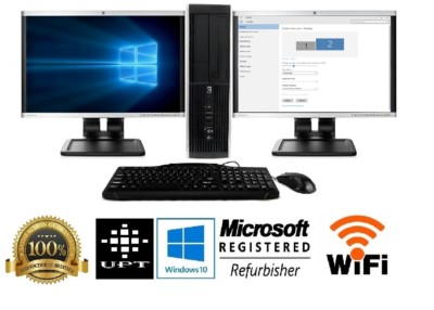 hp Desktop PC Computer Core i5 Quad 8GB DUAL 22" LCD Monitor WIFI ...