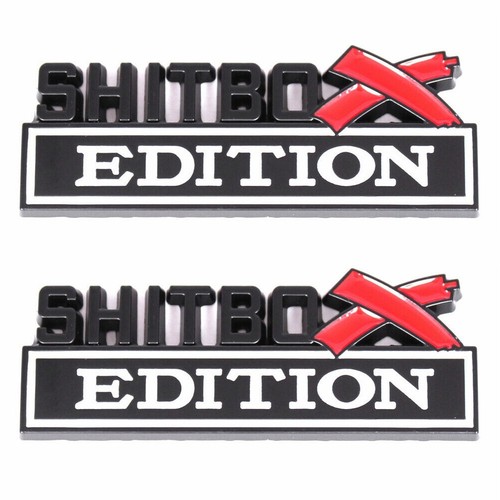 2x New RED WHITE 3 INCH SHITBOX EDITION Decal Sticker Car Truck Emblem ...