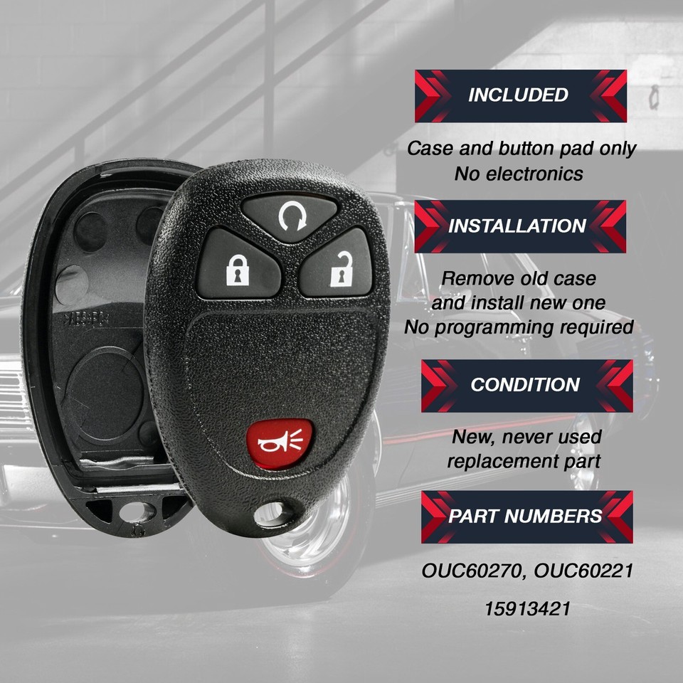 Key Fob Remote Shell Case Replacement for Chevrolet GMC 15913421 ...