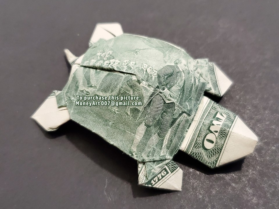 Dollar Origami TURTLE Made with REAL MONEY Handmade Cash Art Animal Art ...