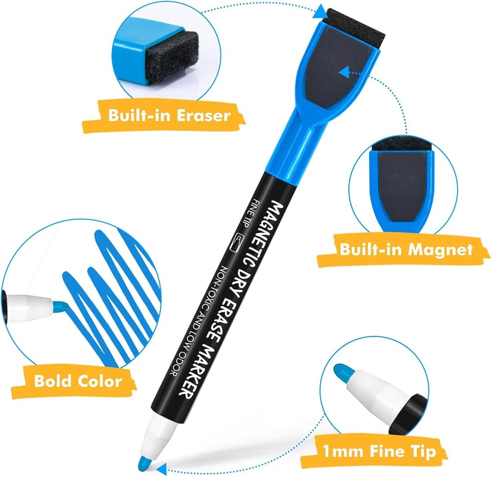 maxtek Magnetic Whiteboard Markers - 12 Count Colorful Fine Tip Dry ...