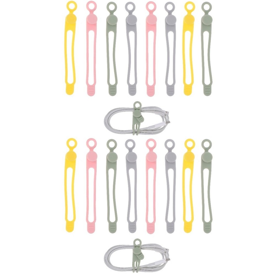 16 pcs Flexible Cable Ties Silicone Cable Winders Ties earphone ties ...