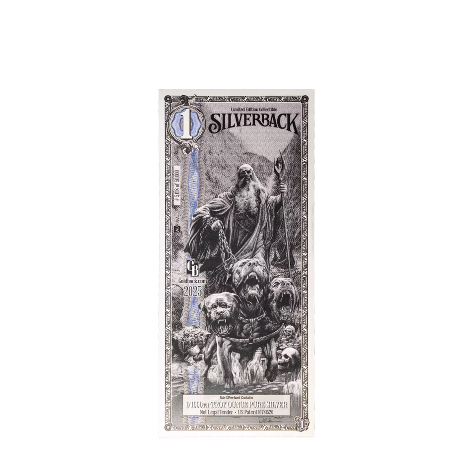 5X Silverback Hades Olympus 1/1000 OZ .999 Silver Note Limited Edition ...