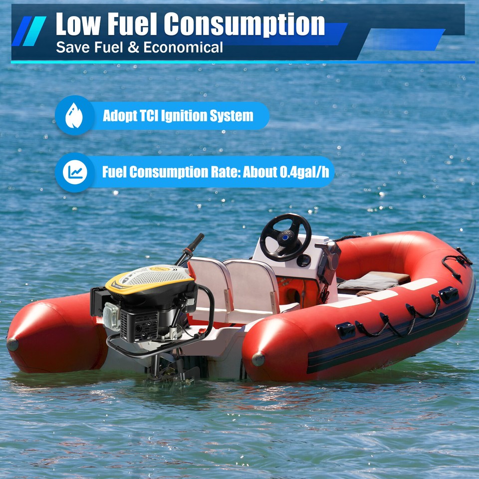 4-Stroke 9 HP Outboard Motor Gas powered Boat Engine With Air Cooling ...