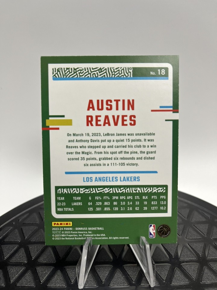 2023-24 PANINI DONRUSS AUSTIN REAVES PARALLEL GREEN LASER CARD # 18 ...