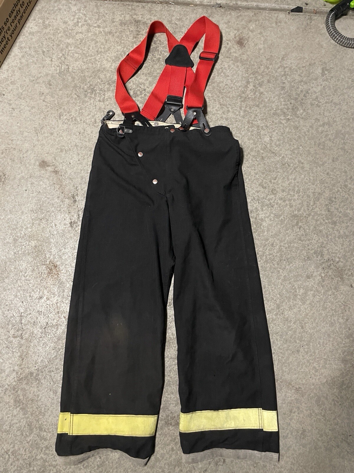 Vintage 1988 Globe Firefighters Pants Black Size 32 With Suspenders | eBay