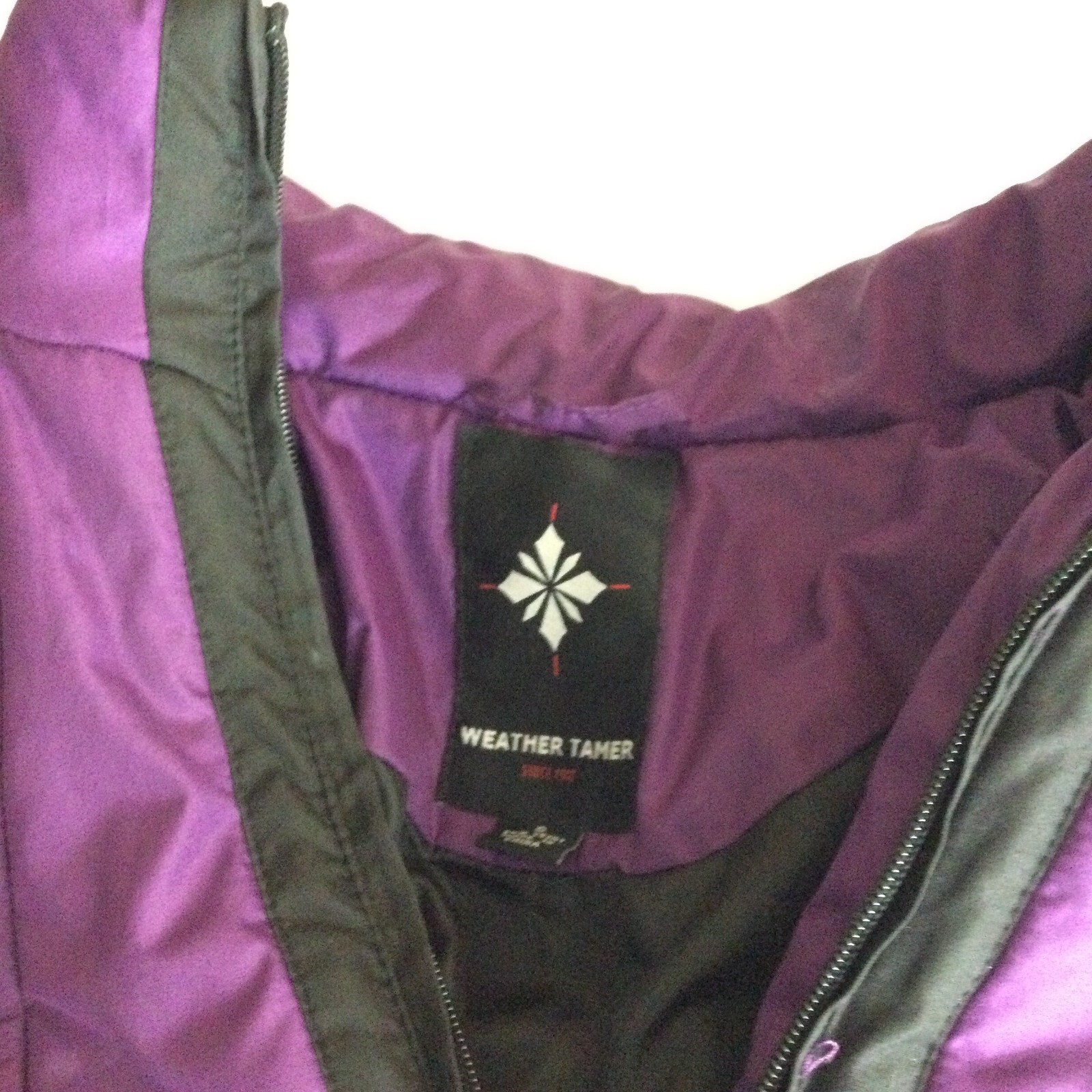 Weather Tamer Womens Full Zip Hooded Belted Jacket Purple Black Size ...