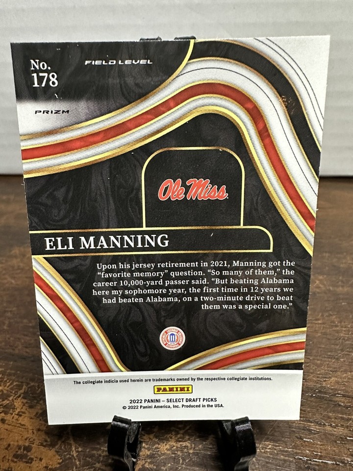 💥Eli Manning 2022 Select Draft Picks Gold Lazer Field Level New York ...