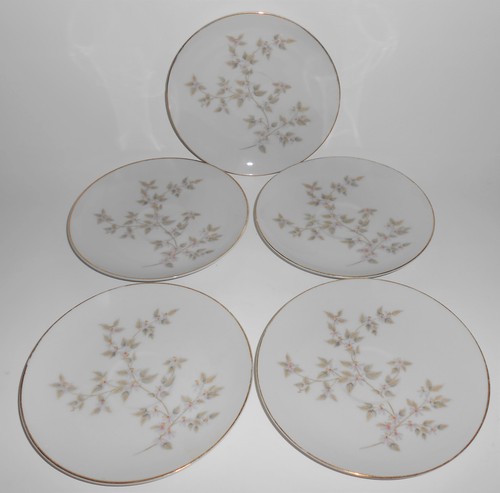 Mitake China Pottery Pink/Lavender Yellow Floral Set/5 Saucers w/Gold ...