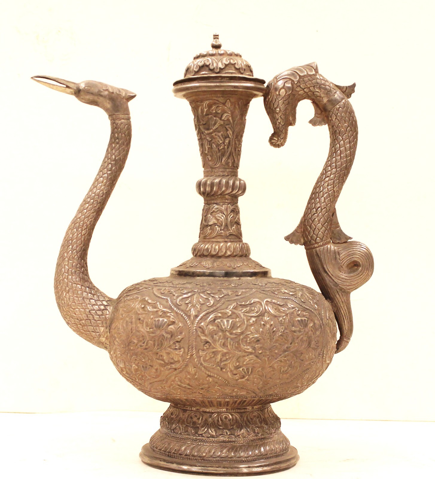 Vintage Surahi Vase Pot Unique Engraved Mughal Indian Decorative Rare ...