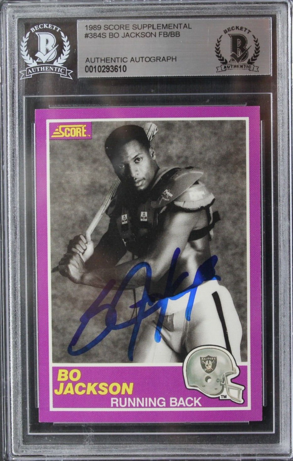 Bo Jackson Oakland Raiders BO KNOWS Autographed Signed 1989 Score #384S ...