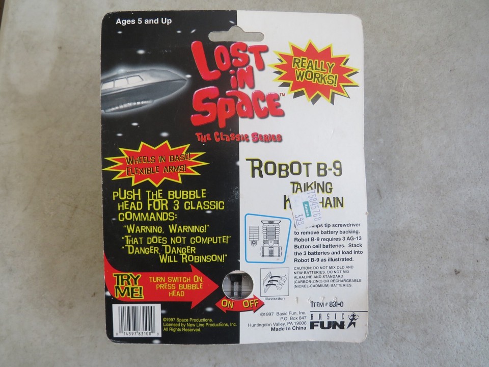 MOC 1997 Lost In Space Robot B-9 Talking Keychain 3.75" Figure Basic Fun | eBay