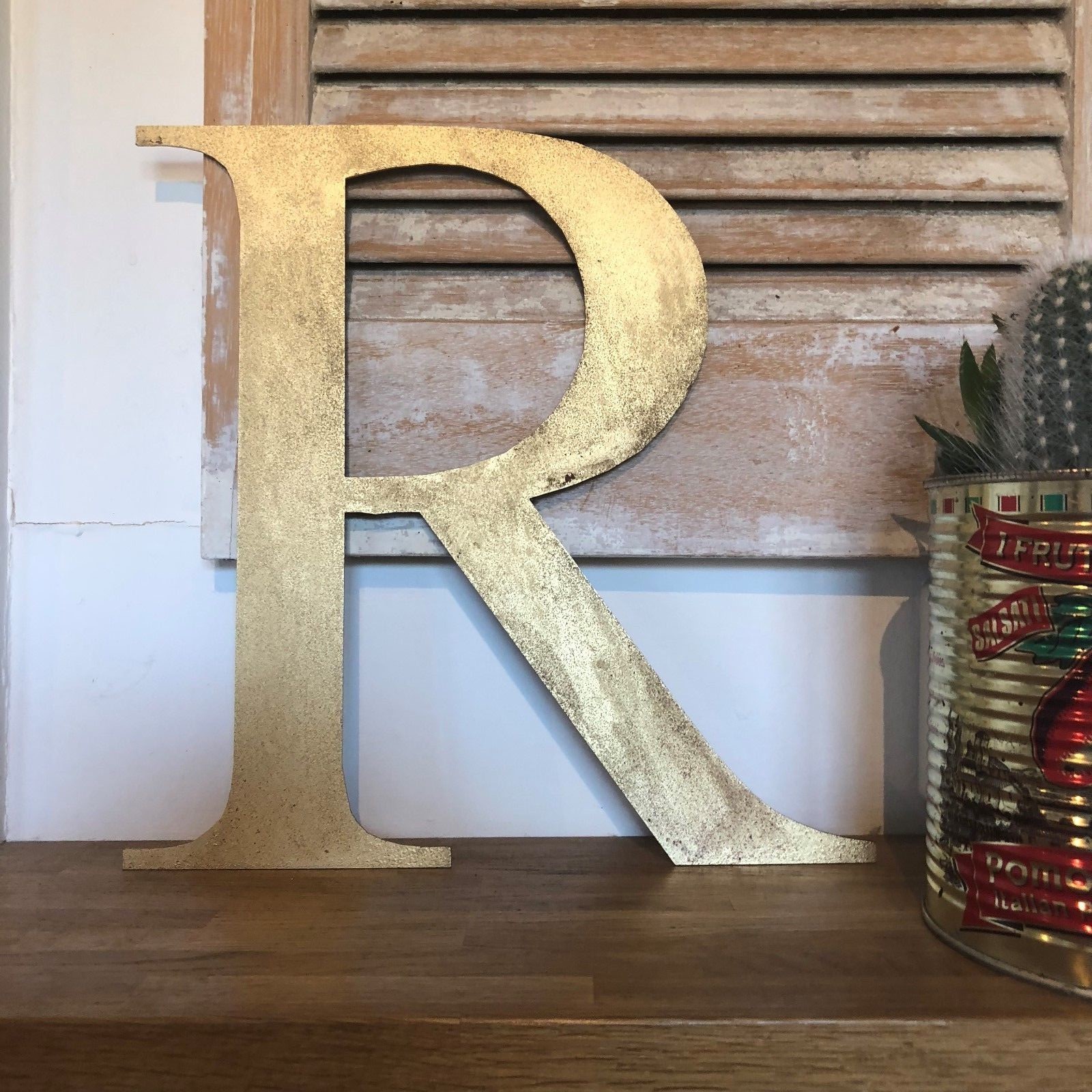 GOLD METAL LETTERS HOME SHOP WORDS VINTAGE RUSTIC SIGN CHRISTMAS ...