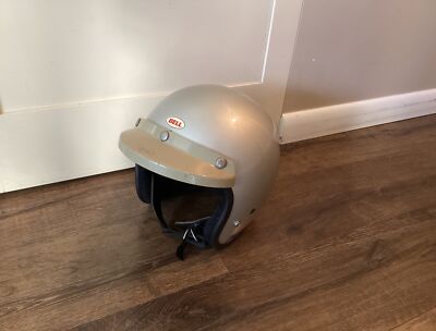 Vintage Bell Magnum Grey Motorcycle Helmet 7 1/4 Dated 3-81 W/ Visor ...