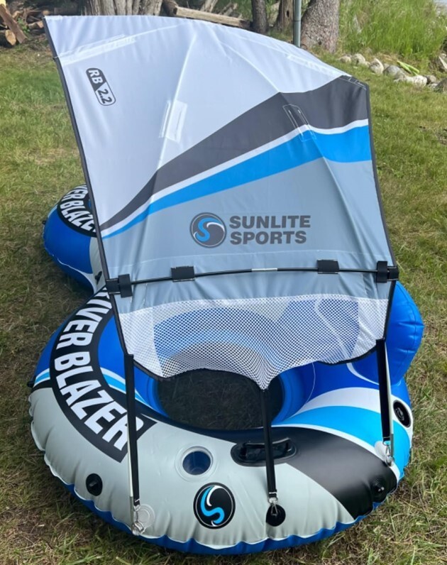 2 Person Inflatable Pool Float Party Raft with Sun Shade Canopy ...