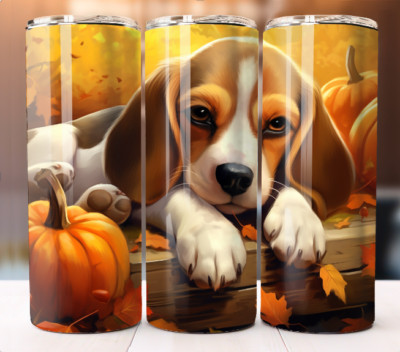 Beagle Pumpkin Fall Tumbler 20 oz Skinny Cup Mug Lid Stainless Steel | eBay