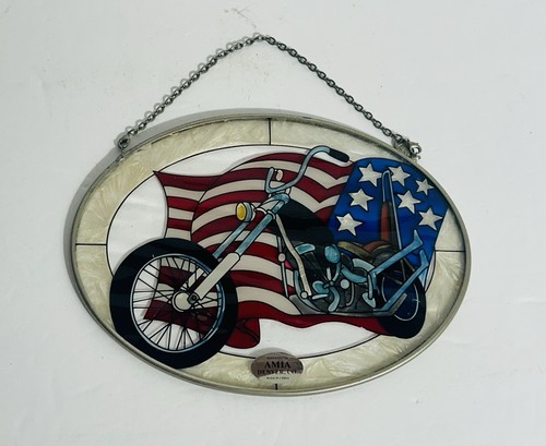 AMIA Studios Glass Suncatcher Motorcycle Stars Stripes Americana Biker | eBay