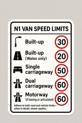 Pack of 2 UK N1 Van Speed Limit Stickers Legal Speed Guide for Light ...