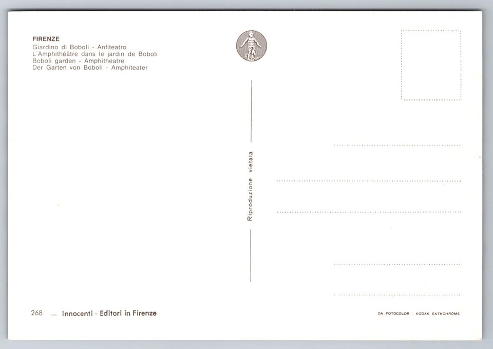Postcard Florence Italy Boboli Garden Amphitheatre Firenze Giardino di Boboli | eBay