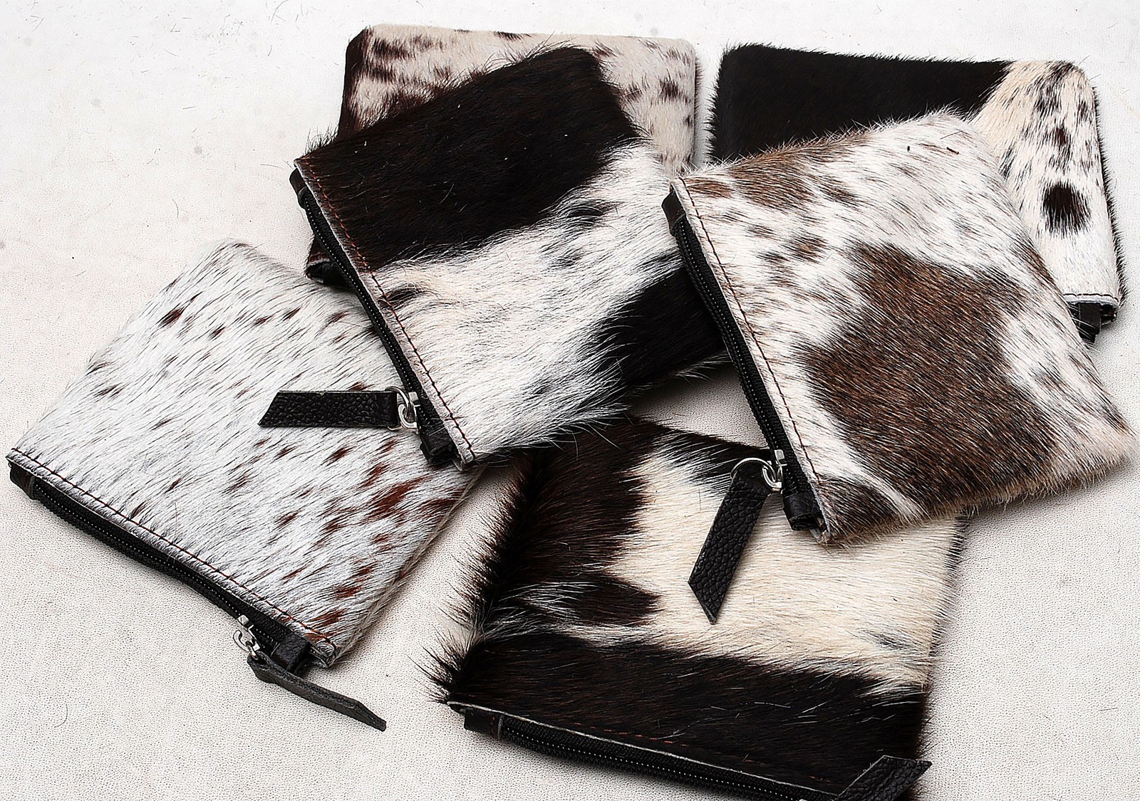 Cowhide Coin Purse Leather Change Pouch Zipper Purse Unisex (6 pieces ...