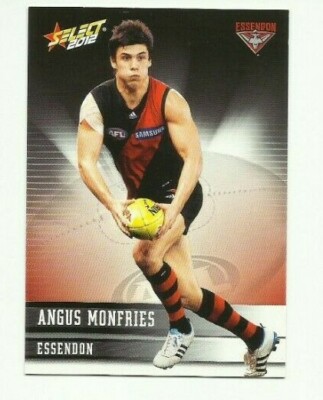 2012 AFL SELECT CHAMPIONS ESSENDON ANGUS MONFRIES # 59 COMMON CARD ...