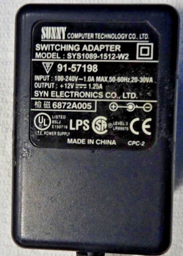 Genuine Sunny SYS1089-1512-W2 Power Supply Switching Adapter (12V, 1 ...