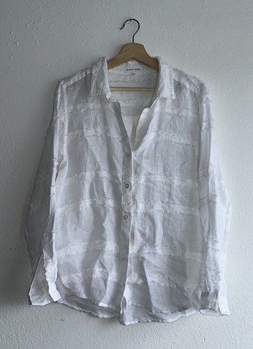 Bella Dahl White Linen Blend Casual Button Down Sz. M | eBay