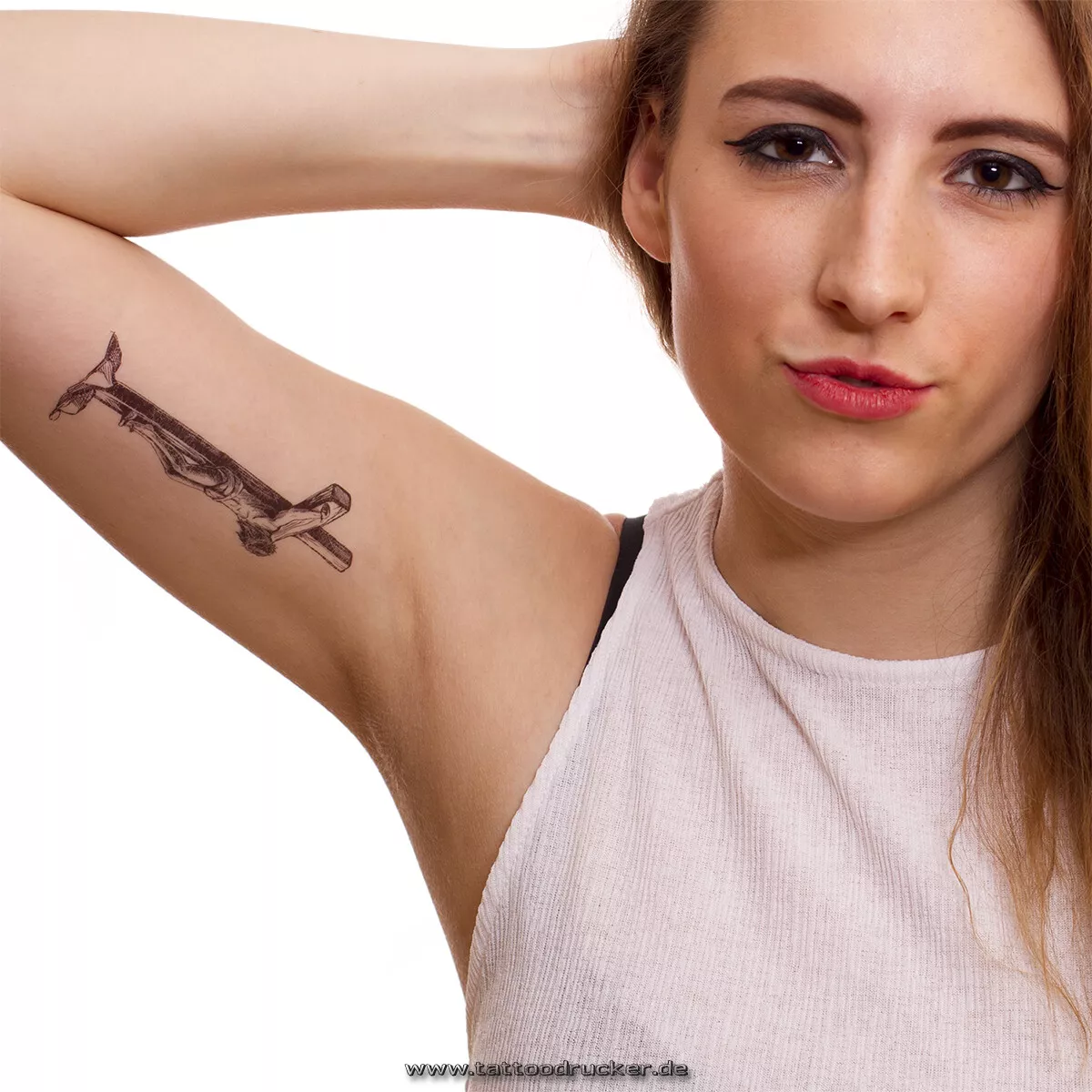 Jesus On Cross Tattoo On Forearm
