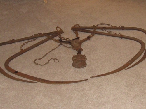 Antique Four Claw MYERS Loose Hay Trolley Grapple Forks & Pulley | eBay