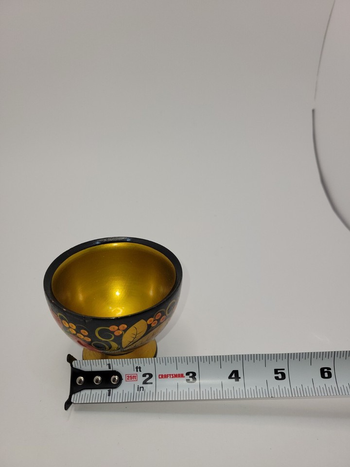 Russian Wooden Folk Art Khokhloma Black, Red Gold Trinket Bowl ...