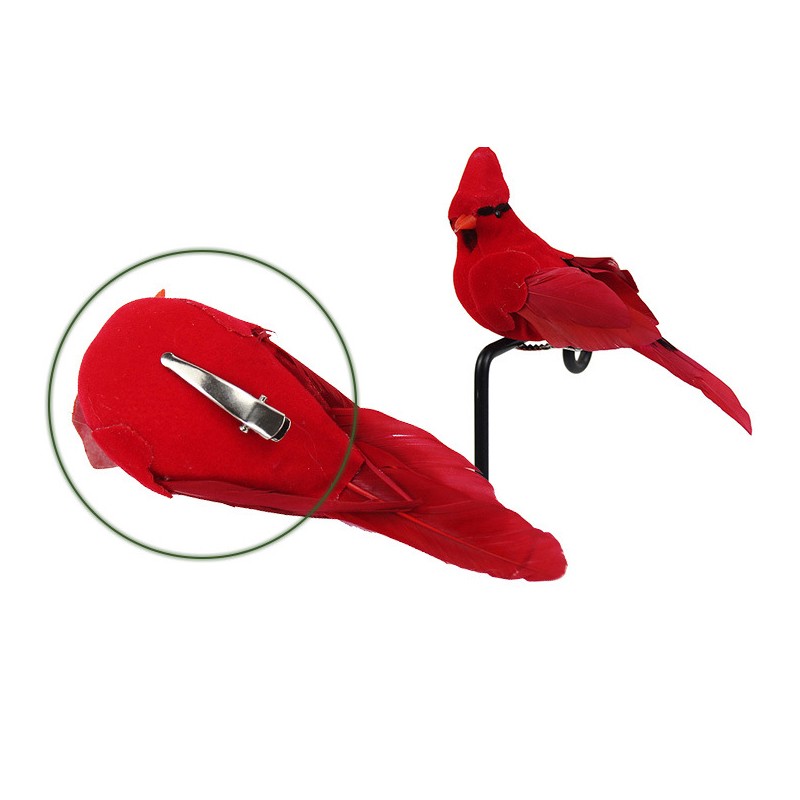 Red bird feather velvet art fake bird Artificial Imitation Ornaments ...