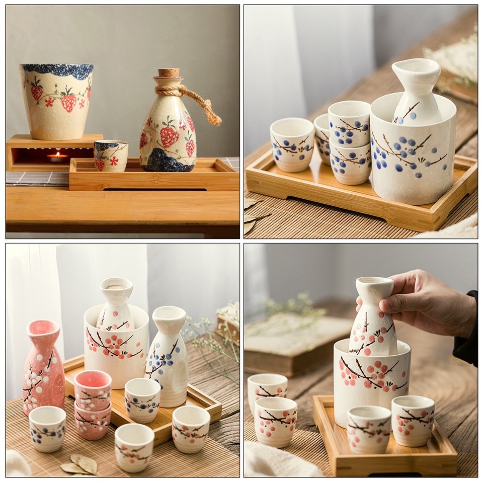 Household Tea Set Tray Rectangular Tea Cups Holder Bamboo Sake Wine Cup ...