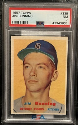 1957 Topps #338 Jim Bunning ROOKIE RC TIGERS PSA 7 NM | eBay
