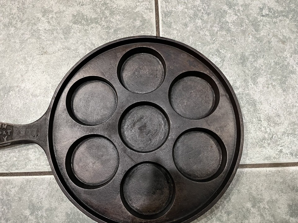 Civil War Era Rare A. OVERBACH HUDSON CAST IRON 7 EGG SKILLET PAN NICE ...