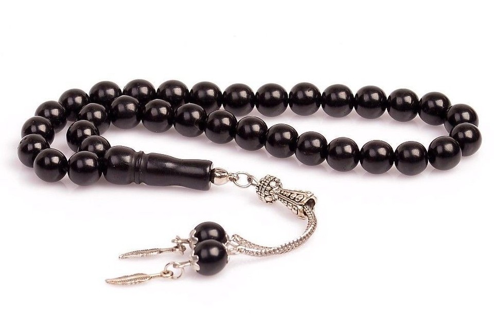 REAL Georgia Oltu Stone Islamic Prayer 33 beads Misbaha Rosary Tasbeeh ...